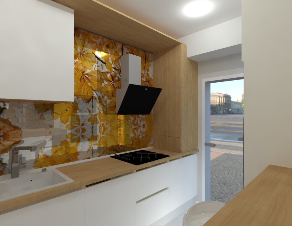 Design interior bucatarie lunga